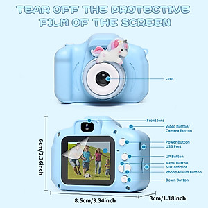 Kids Camera, Christmas Birthday Gifts for Boys Age 3-9, HD Digital Video Cameras for Toddler, Portable Toy for 3 4 5 6 7 8 Year Old Boy with 32GB SD Card(Blue)