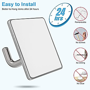 JIAJIAGUAN Adhesive Hooks Heavy Duty - Waterproof SUS 304 Stainless Steel Hook - Robe Towel Hooks - Wall Hooks for Hanging Coat - Slashes Hook for Bathroom Kitchen Bedroom (6 Pack)