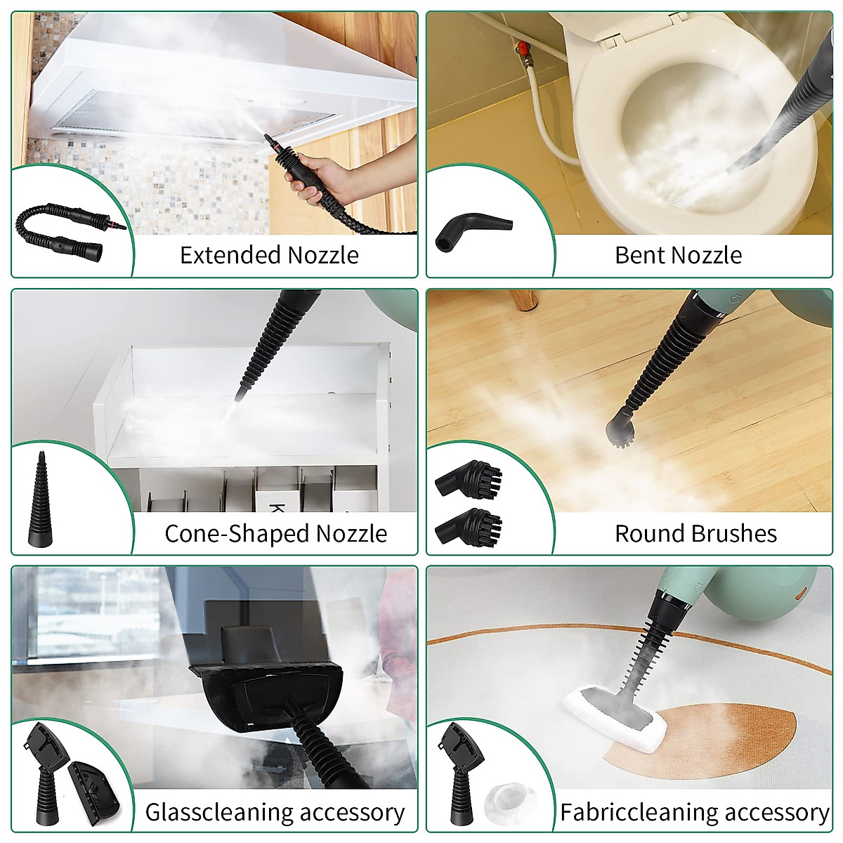 Kiato Handheld Steam Cleaner, 10 in 1 Hand Held Steamer for Cleaning, Portable Pressurized Steamer for Home Use, Bathroom, Mini Steam Cleaners for Upholstery Furniture Sofa Couch Floor Tile Grout Car