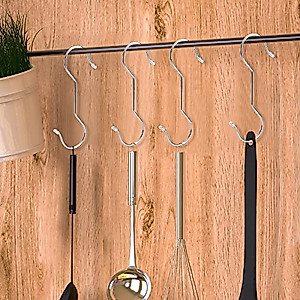 Frcctre 30 Pack Stainless Steel S Hooks Large S Shape Hanging Hooks, 8"/12"/16" Utility Heavy Duty Metal Long S Hooks for Garden Kitchen Bathroom Wardrobe, Indoor & Outdoor Use