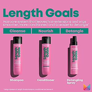 Matrix Length Goals Shampoo For Extensions & Wigs - Detangles, Softens & Nourishes Hair, Paraben Free, Salon Professional Shampoo, 10 Fl Oz
