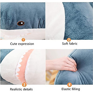 XIGUI 40 Inch Shark Stuffed Animal Toy,Large Stuffed Animals,Plush Shark Toys,Stuffed Animal Sharks,Shark Plush Pillow StuffedToy Throw Pillow,for Home Decoration Gift,Kids Stuffed Animal Toy (Blue)