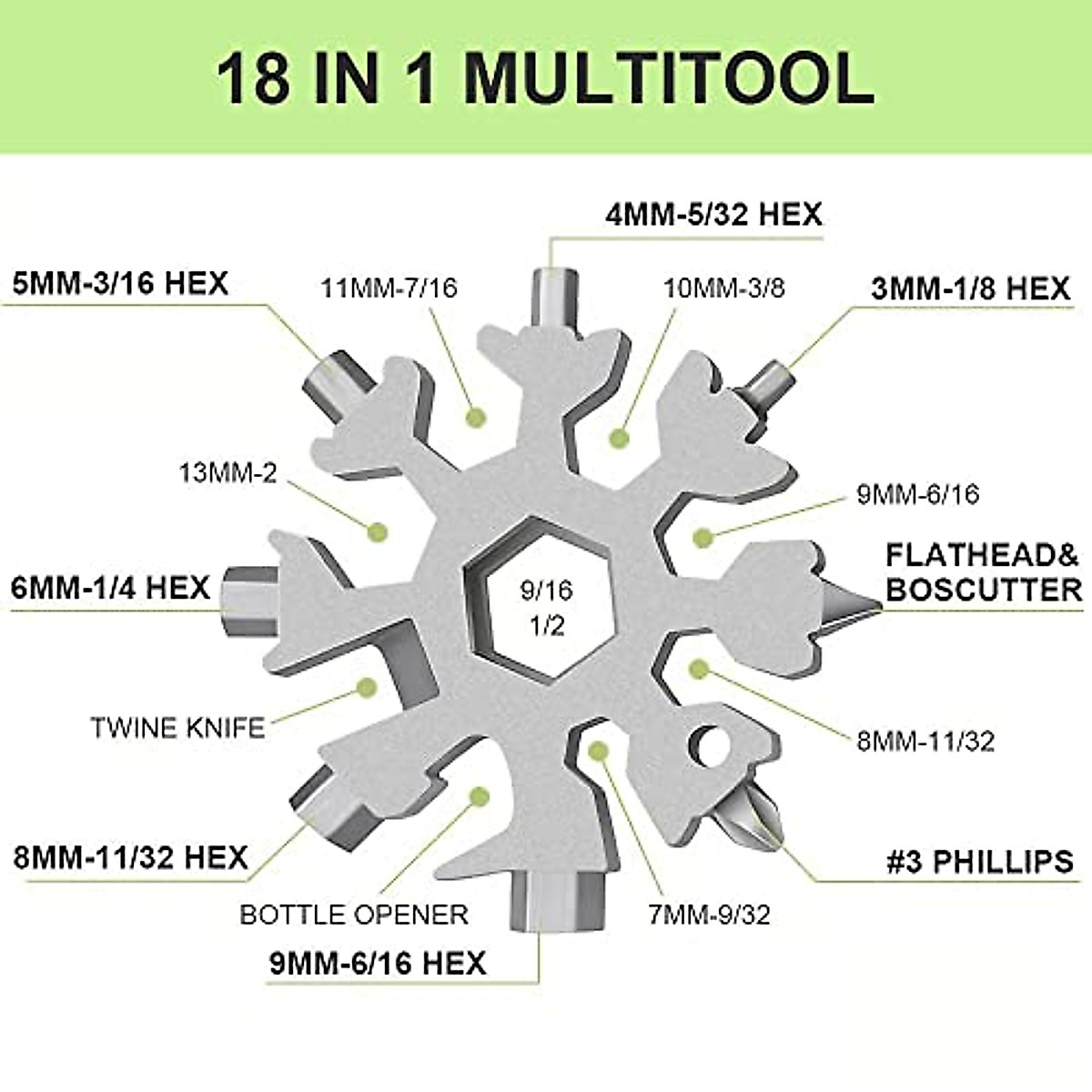 Valentines Day Gifts for Him, Gifts for Men, Snowflake Multitool 2PCS 18 in 1 Stainless Steel Snowflake Multi Tool, Cool Gadgets for Outdoor Travel Camping Daily
