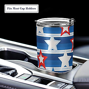 HXshaoye stripe stars 4th Of July Independence Day Stainless Steel straw water bottle with Straw Lid travel coffee mug for hot and cold drinks safe insulated coffee tumbler botellas para agua termica