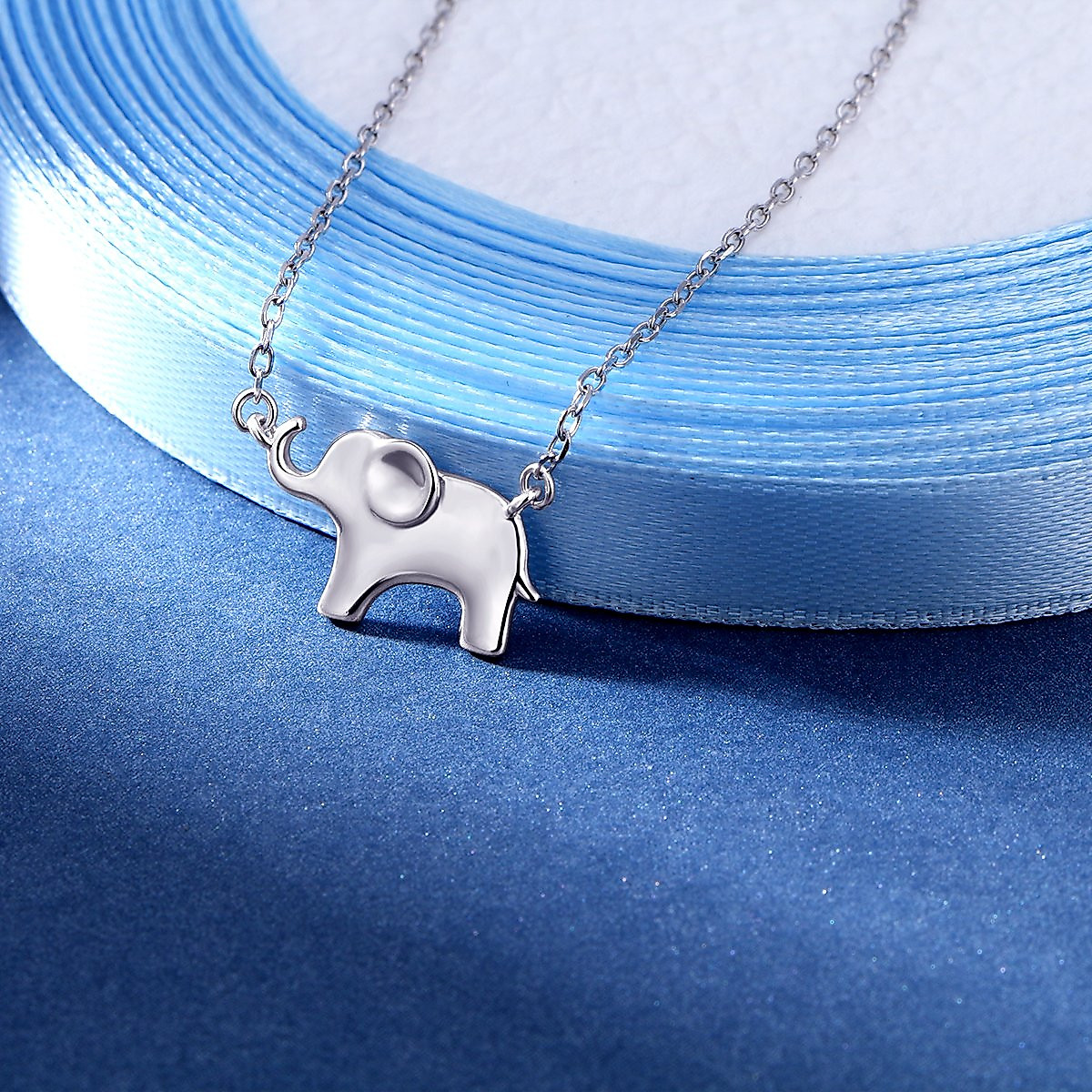 Ladytree S925 Sterling Silver Lovely Elephant Pendant Necklace for Women Jewelry Gift