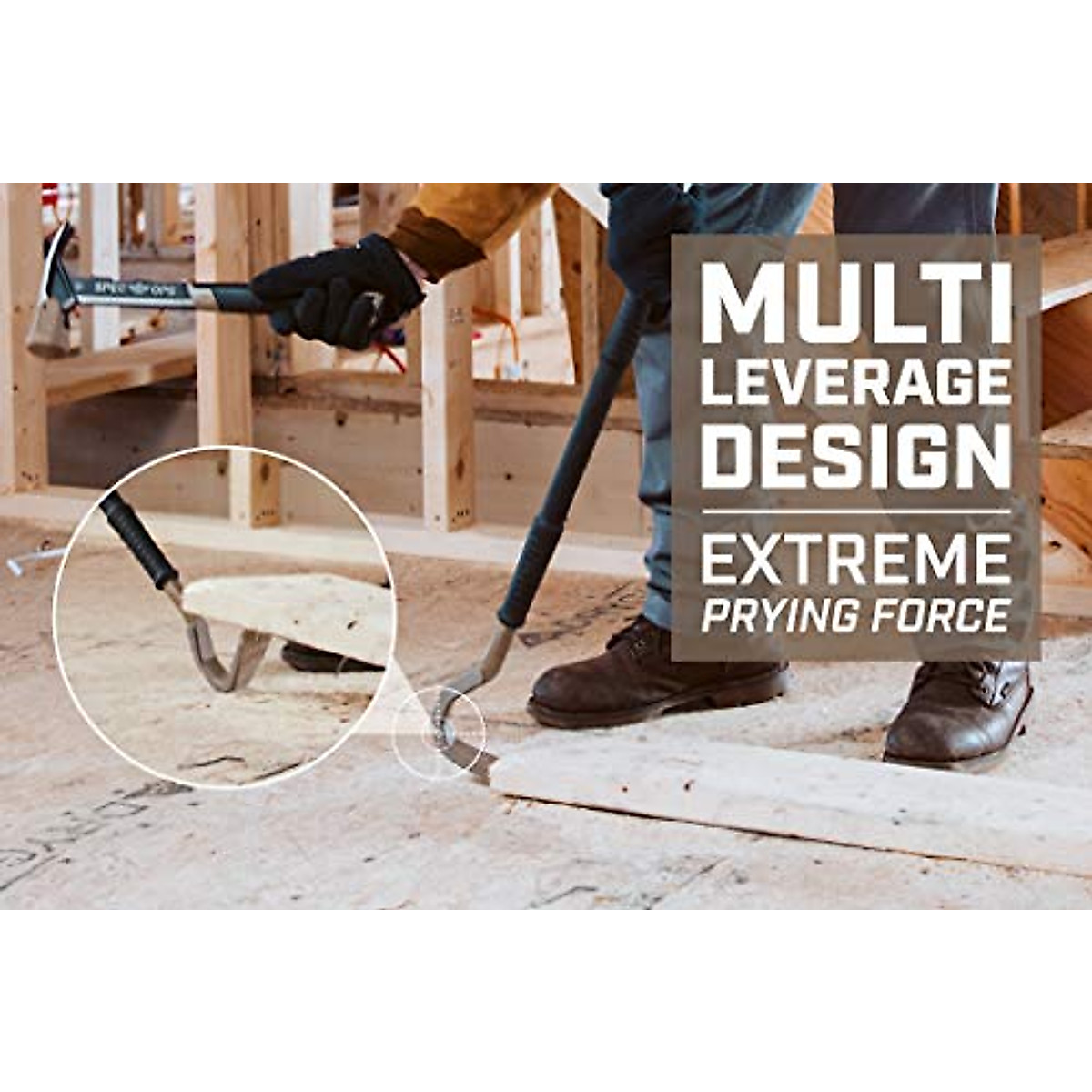 Spec Ops SPEC-D30PRY Tools 30" Wrecking Crowbar, Pry Bar Ends with Teardrop Nail Puller, High-Carbon Steel, 3% Donated to Veterans,Black/Tan