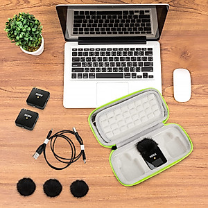 YOUSHARES Wireless Go 2 Hard Carring Case - Professional Flocking Mic Case Compatible with Rode Wireless GO II Dual Channel Compact Digital Wireless Microphone System (black)