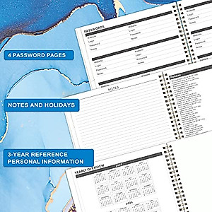 2023-2025 Monthly Planner/Calendar - 2 Year(24 Months) Planner with Tabs & Pocket, July 2023 - June 2025, Contacts and Passwords, 8.5" x 11", Thick Paper, Twin-Wire Binding - Pink Purple Marble