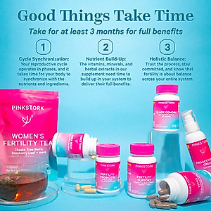 Pink Stork Premium Fertility Gummies for Women - Prenatal Conception Supplements for Her with Inositol, CoQ10, Folate and Vitamins to Support Hormone Balance, Ovulation + Menstrual Cycle, 60 Gummies