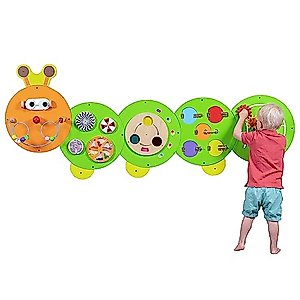 SPARK & WOW Caterpillar Activity Wall Panels - Ages 18m+ - Montessori Sensory Wall Toy - 8 Activities - Busy Board - Toddler Room Decor