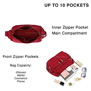 Scarleton Handbags for Women, Crossbody Bags for Women, Shoulder Bag, Nylon Purses for Women with Multi Pockets, H140720 - Red