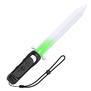 FYOUNG LED Game Sword for Switch/Switch OLED Joy Cons, Hand Grip Sword for The Legend of Zelda: Skyward Sword HD 2021/ Swith Sport Game 2022 Accessories, ONLY for Right Joy Con (Black)