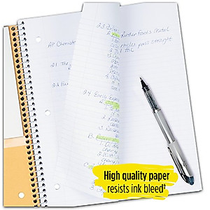 Five Star Spiral Notebooks, 1 Subject, College Ruled Paper, 100 Sheets, 11" x 8-1/2", Teal, Yellow, 2 Pack (38440)