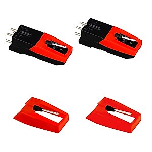 2PCS Record Player Cartridge with 2PCS Record Player Needle Turntable Needles Record Player Stylus Record Player Needle Replacement Accessories for Vinyl Record Player