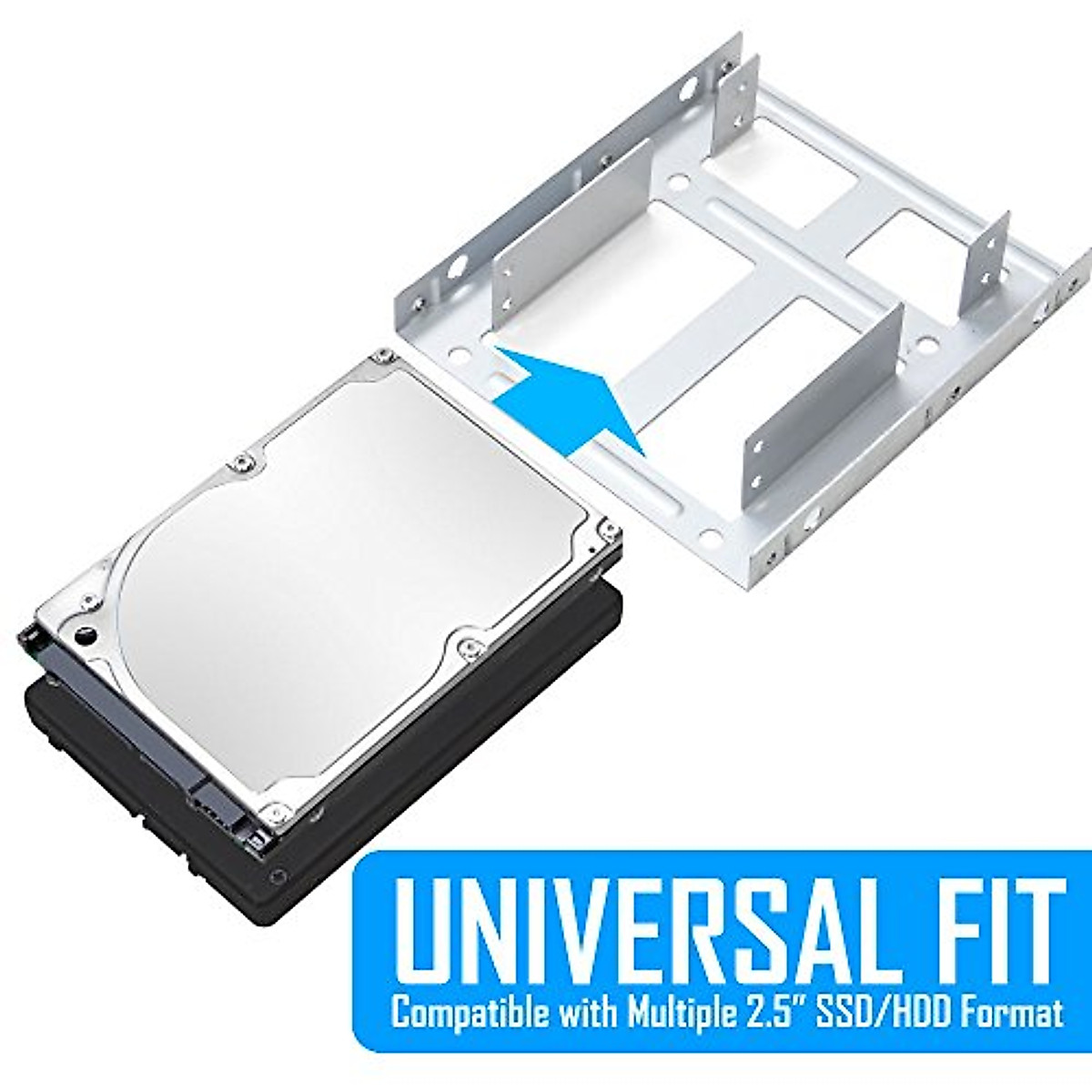 Kingwin SSD Hard Drive Mounting Kit Internal, Convert Any 2 x 2.5” Solid State Drive/HDD Into a 3.5 Inch Drive Bay. Mounting Screws Included, Quick and Easy Installation [HDM-225]