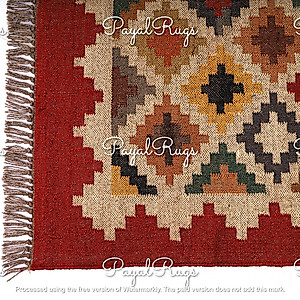 Handmade Jute Area Rug for Bedroom Living Room, Hallway Custom Size, Multicolor Boho Kilim Rug (8x10 feet)