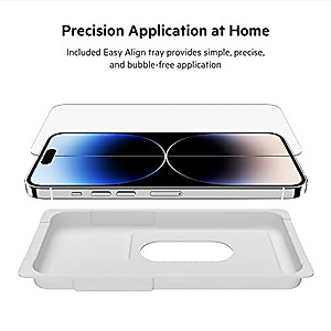 Belkin UltraGlass iPhone 14 Pro Max Screen Protector - Easy Application with Installation Guide Tray - Tempered Glass Screen Protector Compatible with iPhone 14 Pro Max Cases - 9H Hardness Tested