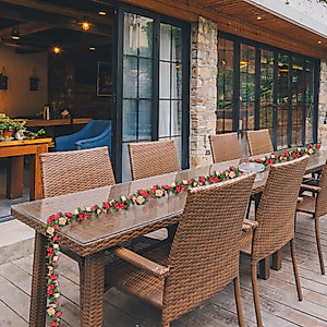 Levana.m 2Pcs Rose Garland Artificial Rose Vine 8.37FT Fake Silk Rose Flower Garland Hanging Rose Ivy Garland for Home Wall Art Wedding Party Garden Craft Decor, Pink