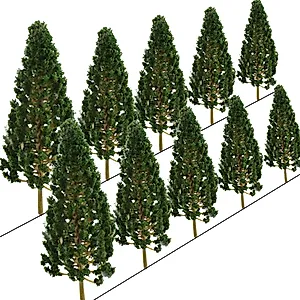 MARRTEUM Garden Landscape Model Dark Green Pine Tree 5 Inch(130 MM) Model Scene Accessory for Making Architecture Sand Table and Station Platform Model, 10 PCS