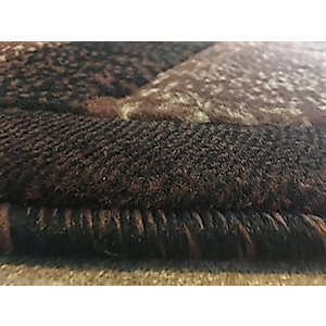 Modern Round Rug Brown & Black Americana Design 154 (5 Feet 3 Inch X 5 Feet 3 Inch Round)