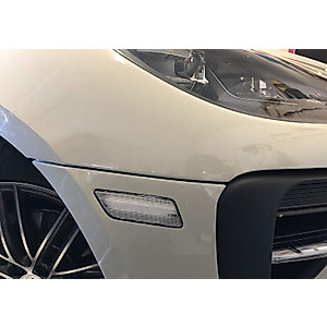 iJDMTOY Clear Lens Amber Full LED Bumper Side Marker Light Kit Compatible With 2014-up Porsche Macan, Powered by 40-SMD LED, Replace OEM Front Sidemarker Lamps