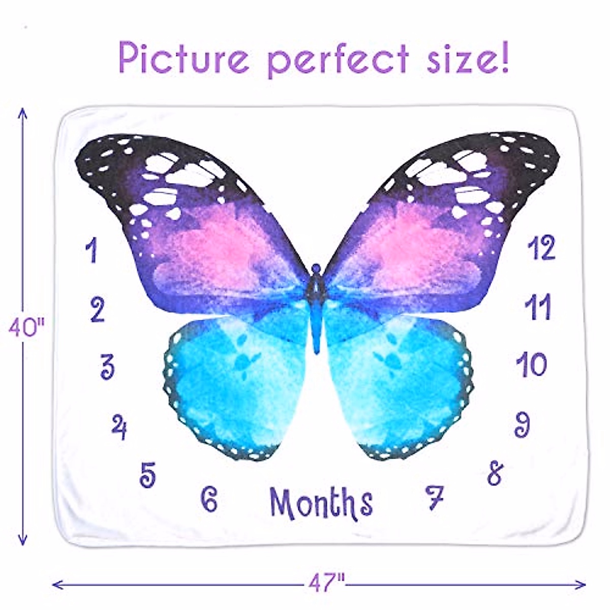 Evovee Baby Monthly Milestone Blanket Girl Butterfly Month Age Photo Photography Backdrop Newborn Girls Props Fleece Marker Headband New Moms