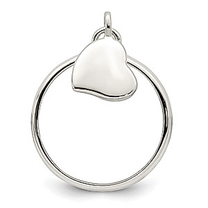 Diamond2Deal 925 Sterling Silver Dangle Heart Ring Size 8