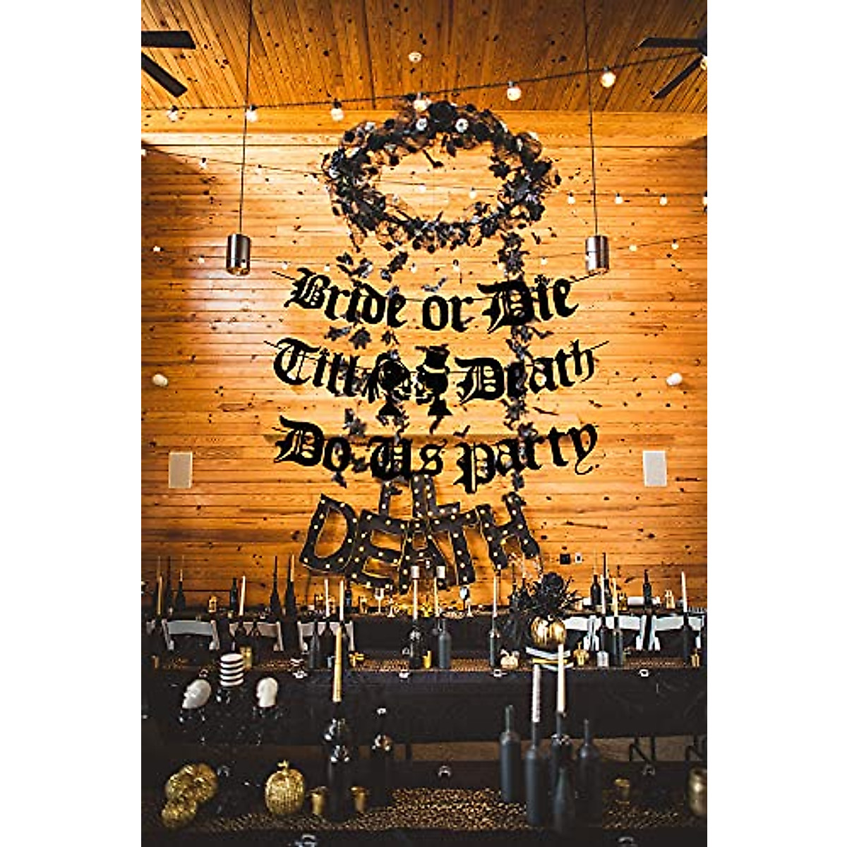 Aisosiks Till Death Do Us Party Banner, Bride or Die Banner for Halloween Bachelorette Wedding Party Decorations, Bride or Die Bachelorette Party, Halloween Till Death Do Us Party Wedding Party