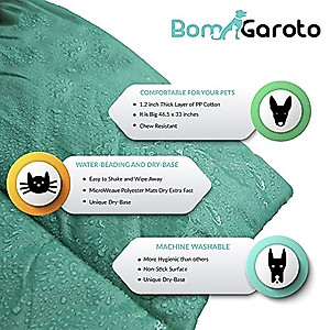 BomGaroto Portable Pet Mat - 46.5 x 33 Inch Cat and Dog Mat for Crate Bed, Dog Cage, Fireside or Camping! Waterproof Dog Beds for Medium Dogs and Small Dogs. Large Dog Bed with Storage Carry Bag