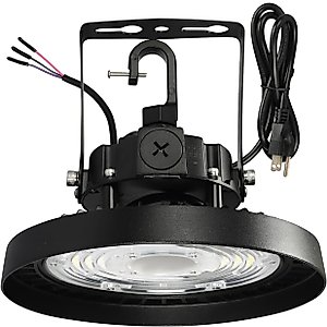 Sokply UFO LED Warehouse Light High Bay Dimmable 0-10V with US Plug 4Ft Cable, 150W (Egv.750W MH/HPS), 5000K, lP65 Commercial Area Lighting Fixture for Warehouse Workshop Garage Barn, UL Listed
