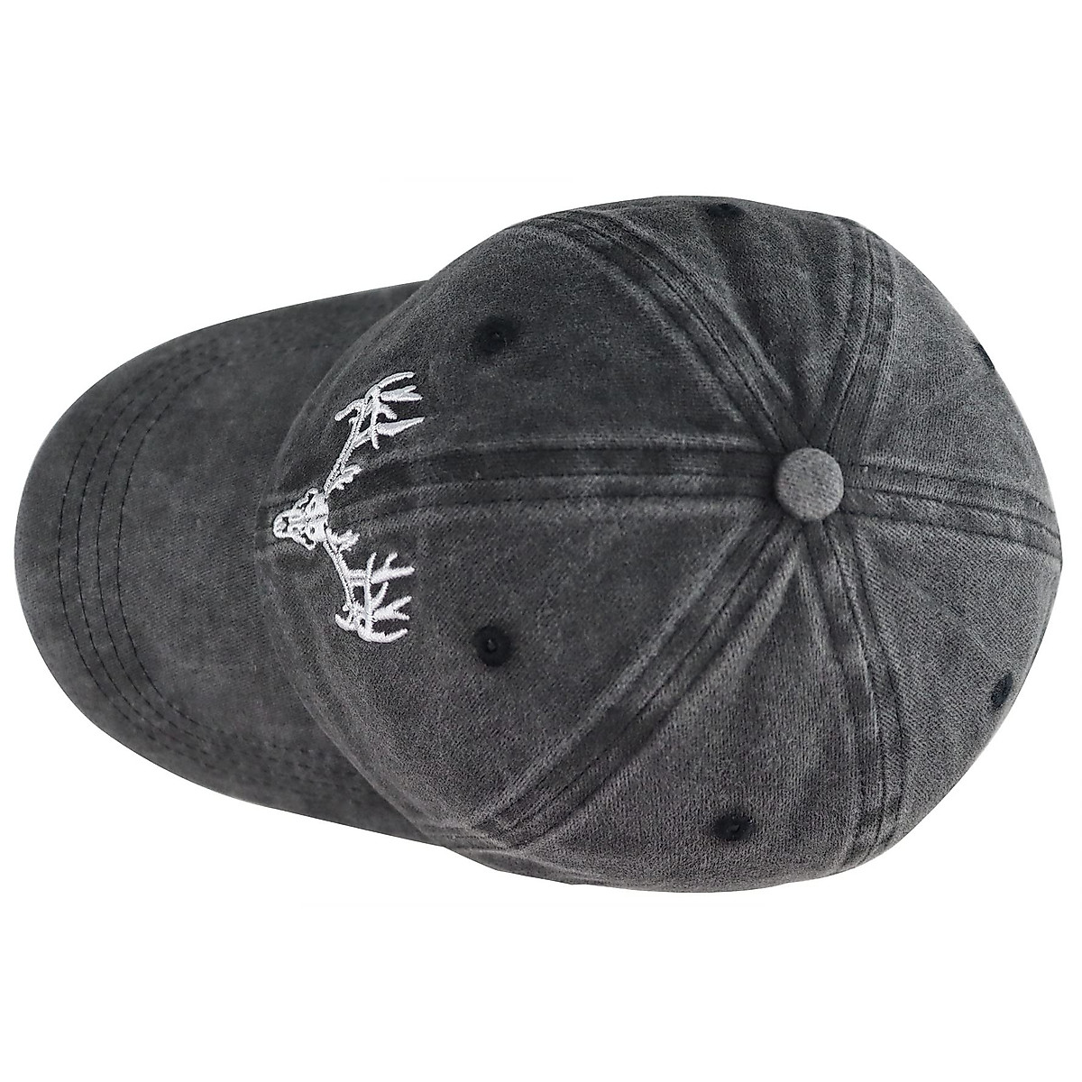 Deer Hunting Accessories Hats for Men Women, Funny Embroidered Halloween Deer Skull Head Antler Baseball Cap, Adjustable Washed Elk Reindeer Decor Hat, Gifts for Friends Wild Animal Lover Hunter