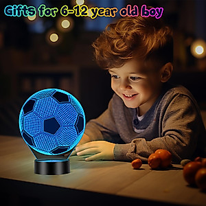 Linkax Easter Basket Stuffers for Teens Boys, Soccer Gifts for Boys, Easter Gifts for Kids Toys for Ages 8-13, Soccer Ball 3D Illusion Lamp, 8 9 10 11 12 Year Old Birthday Presents Room Decor