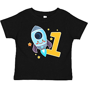 inktastic Rocket Spaceship Happy First Birthday Baby T-Shirt 18 Months 0040 Black 2f6e2