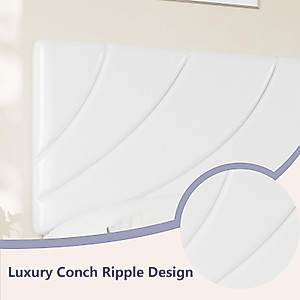 HOMBCK Twin Size Bed Frames with Headboard, Upholstered Twin Size Platform Bed Frame for Kids Girls, Leather White Twin Bed Frame with Wood Slats, No Box Spring Needed, White