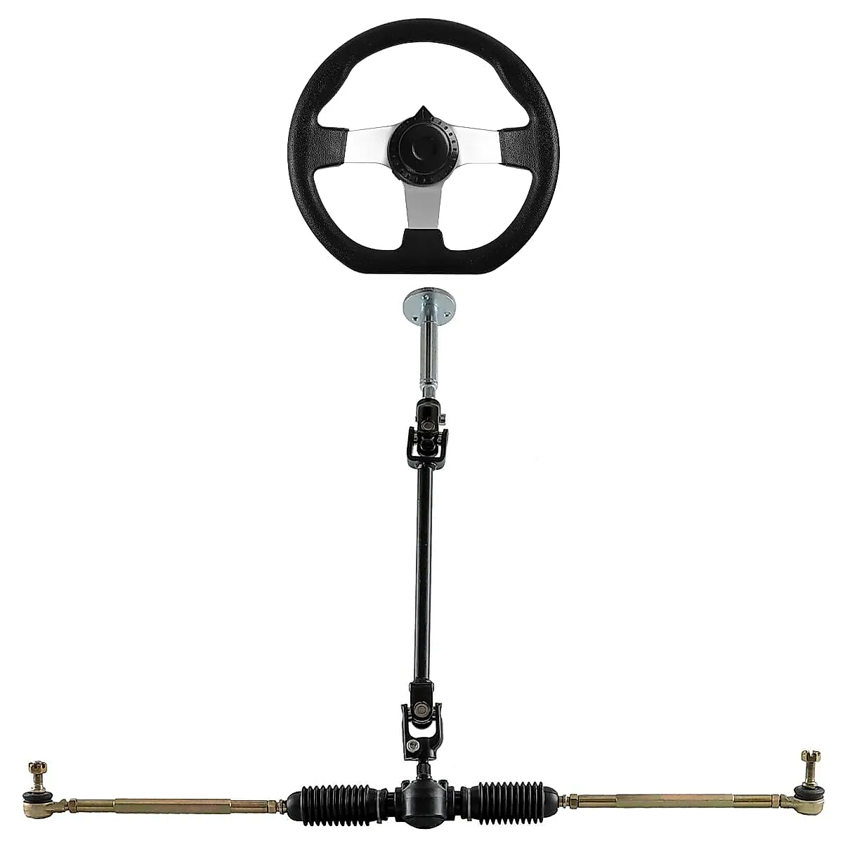 270mm Steering Wheel Kit Gear Rack Pinion Shaft Tie Rod Assembly Fit for 110cc 125cc Go Kart ATV Go Kart Cart Quad