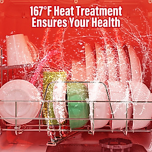 ICUIRE Portable Dishwasher, Countertop Dishwasher with 5L Built-in Water Tank & Inlet Hose, Mini Machine with 6 Programs, 360°Dual Spray, No Hookup Needed, Apartment/Dormitory/Motorhome