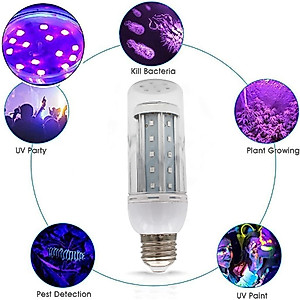 Otai LED Black Bulb 15W Equivalent 100 E26 Bright UV Bulb Glows in The Dark, UVA Grade 385-400nm, Applicable to Black Light Party, Body Paint, neon Light, Fluorescent Poster Black Light Bulb 2 Packs