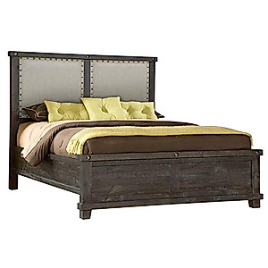 BOWERY HILL Modern California King Wood Upholstered Panel Bed in Espresso