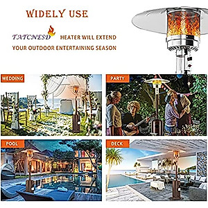 Patio Heater Propane with Cover - Outdoor Heaters For Patio Propane Heater Floor Standing with Wheels - Commercial Stainless Steel Gas Space Heaters for Outside Tent Camping, Porch, Pool and Garden