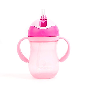 Primo Passi Straw Cup for Kids | Baby Cup with Straw for Baby and Toddler with Double Handle| BPA Free, No Spill Safe Learner Bottle, 9oz/12 Months+ (Pink)