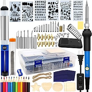 Wood Burning Kit 95pcs, West Bay Soldering Pen with Adjustable On-Off Switch Control Temperature Wood Burning Tool for Embossing/Carving/Soldering Tips/Carrying Box