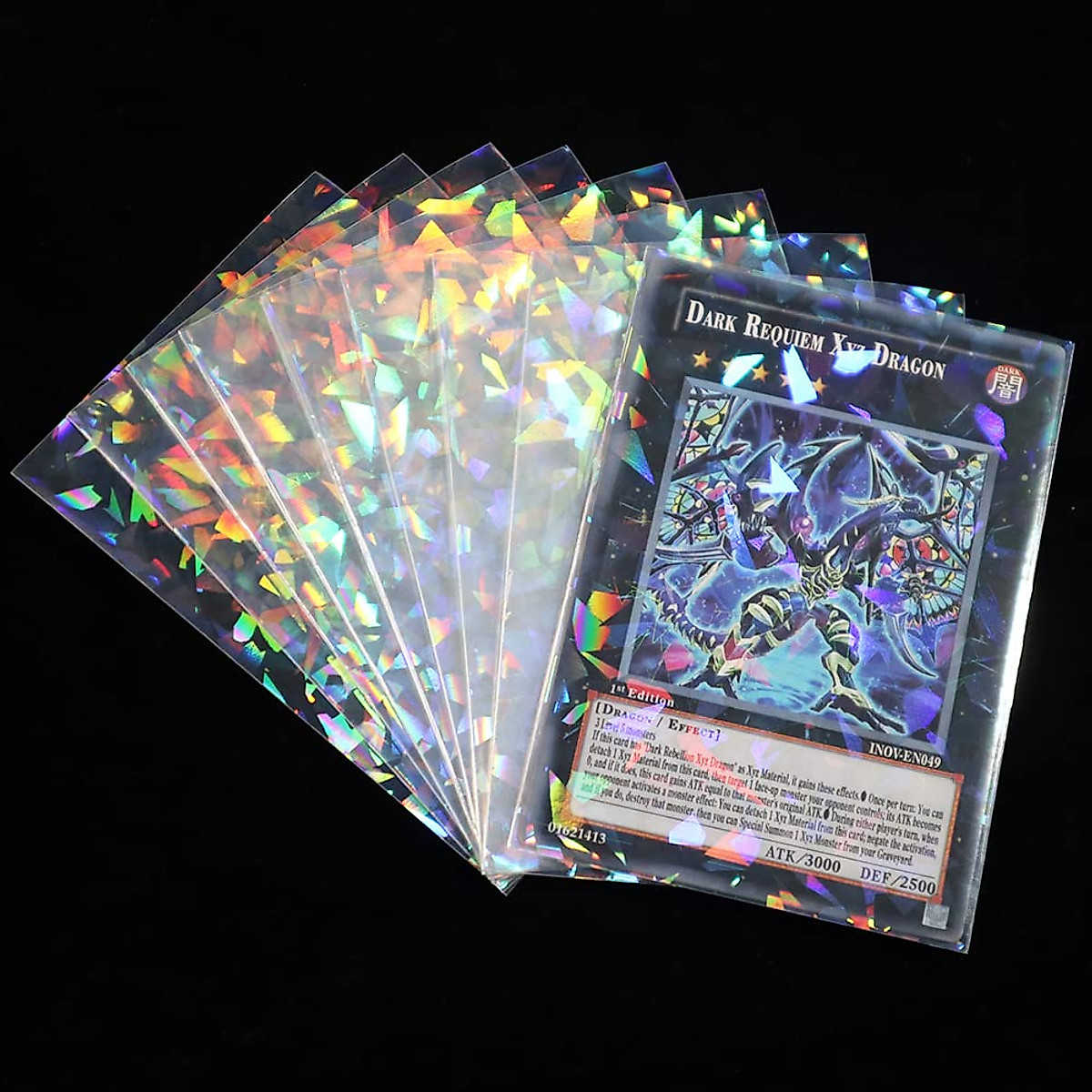 Black Lotus 100pcs Broken Glass Gemstone Laser Flashing Card Film Holographic Idol Photo Sleeves Ultra Super Protector (61x88mm)