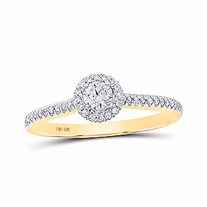 10kt Yellow Gold Round Diamond Halo Bridal Wedding Engagement Ring 1/3 Cttw