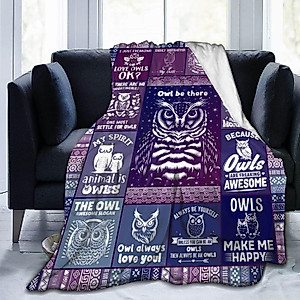 Homieblanket Owl Blanket for Boys Girls, Cute Owl Themed Design Printed Purple Throw Blankets for Kids Lap, Chair Sofa, Warm Soft Cozy Blanket, 40"x 50"