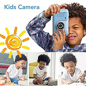 Kids Camera, 2.4Inch IPS HD Screen 180 Degree Front Back Flip Camera Design, Photo Video Game MP3 Function, Digital Camera for Kids Ages 3 to 9