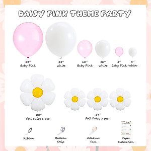 TOPLLON Daisy Balloon Garland Arch Kit 10ft Thicker Daisy Birthday Decorations 4pcs Daisy Balloons Two Groovy Decorations Girl Birthday Party Baby Shower