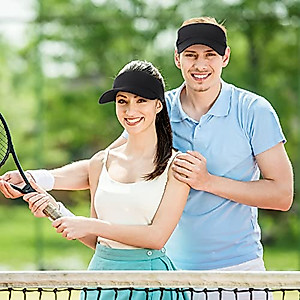 15 Pieces Sun Visor Hats Sport Wear Athletic Sun Visor Caps Adjustable Sun Protection Visors for Women Men (Black)