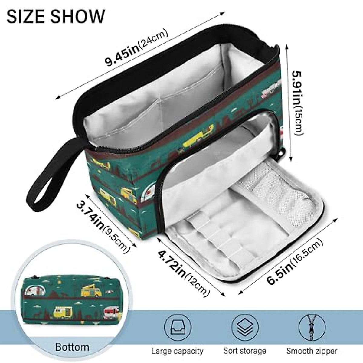 Glaphy Travel Trailers Camping Car Pencil Case Large Capacity Pencil Pouch Bag Pen Carrying Case Storage Stationery Bag