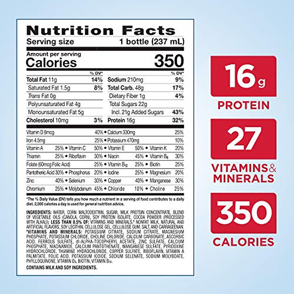 Ensure Plus Nutrition Shake With 16 Grams of Protein, Meal Replacement Shakes, Milk Chocolate, 8 Fl Oz (Pack of 24)