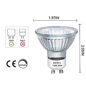 AHEVO Halogen 25W 120V NP5 Candle Warmer Bulb, GU10 Halogen 120V 25W MR16 Glass Cover Bulb, Replacement for Wax Burner, Tart Burner, Fragrance Melt, MR16 JDR Dimmable, 2700K Warm White (Pack of 4)
